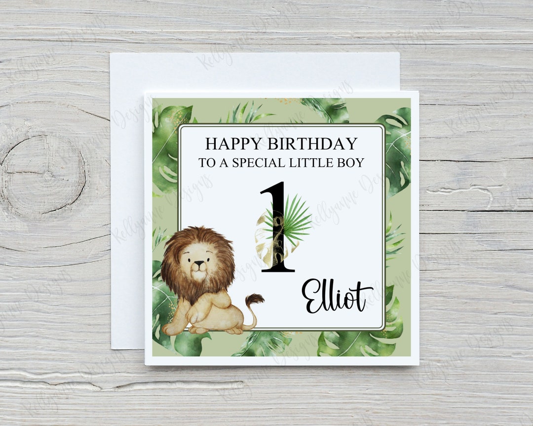 Cute Lion Birthday Card, Personalised Birthday Card, Safari Animals ...