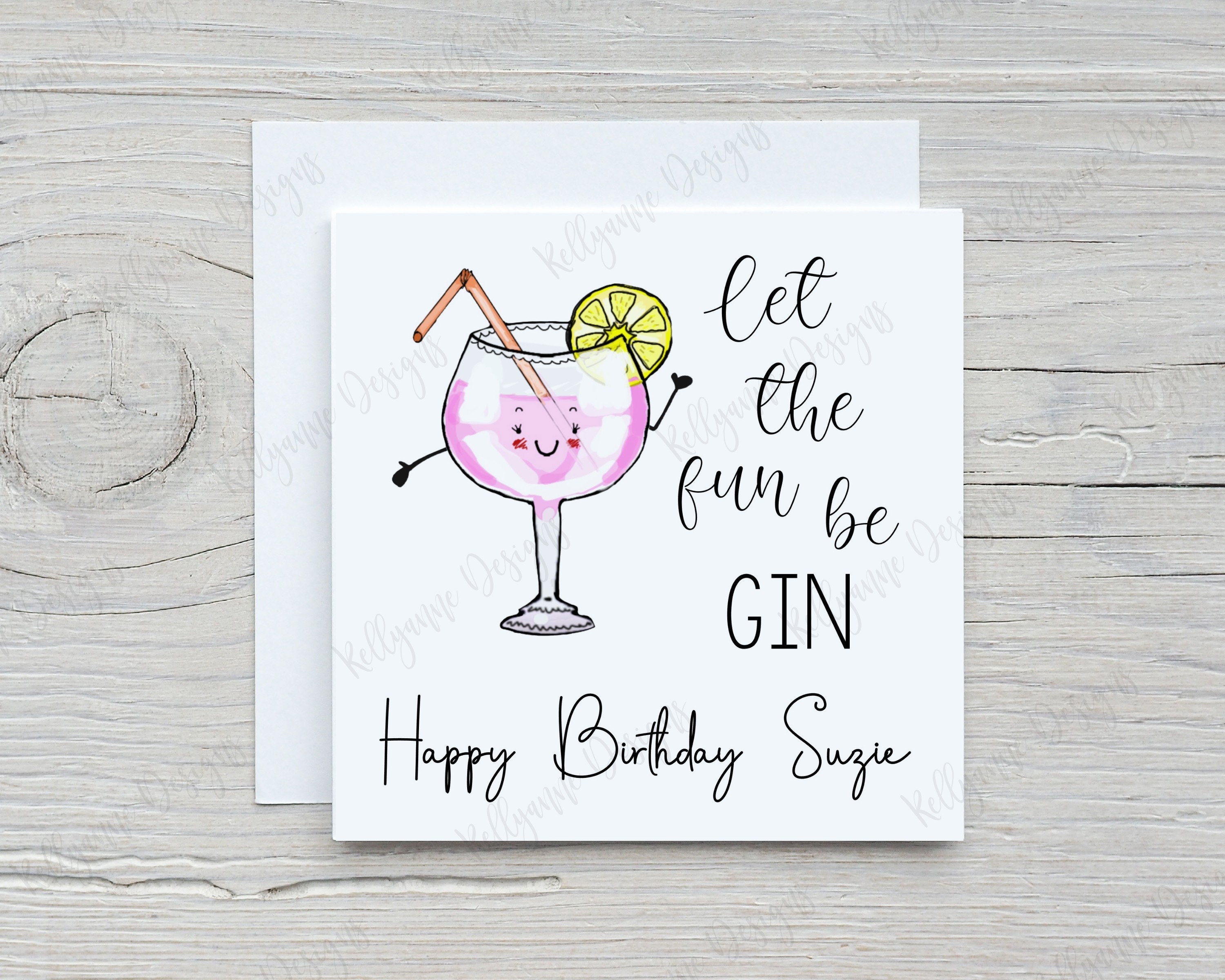 Gin Birthday Card Let The Fun Be Gin Card For Her Funny | Etsy