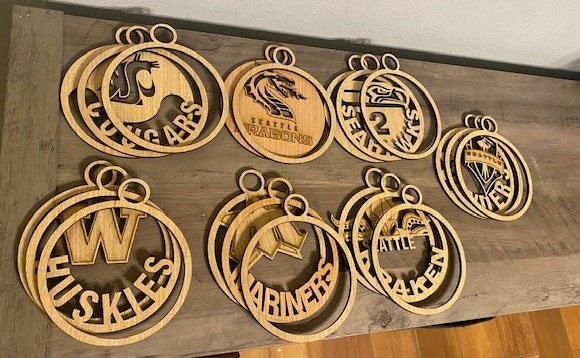 Seattle Sports Teams. 3 Layer Christmas Ordainments or Wall Art ...