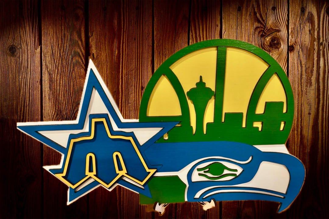 Laser Cut Seattle Sports Retro Teams. Mariners, Sonics, and Seahawks ...