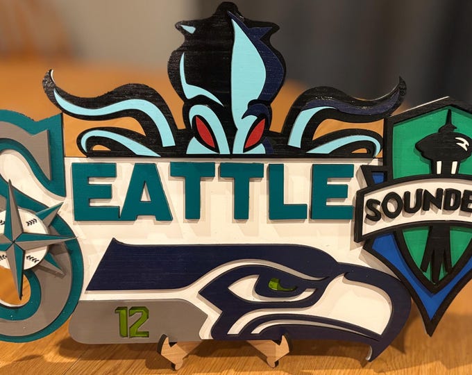 Laser Cut Seattle Sports Teams. Kraken, Mariners, Sounders, and ...
