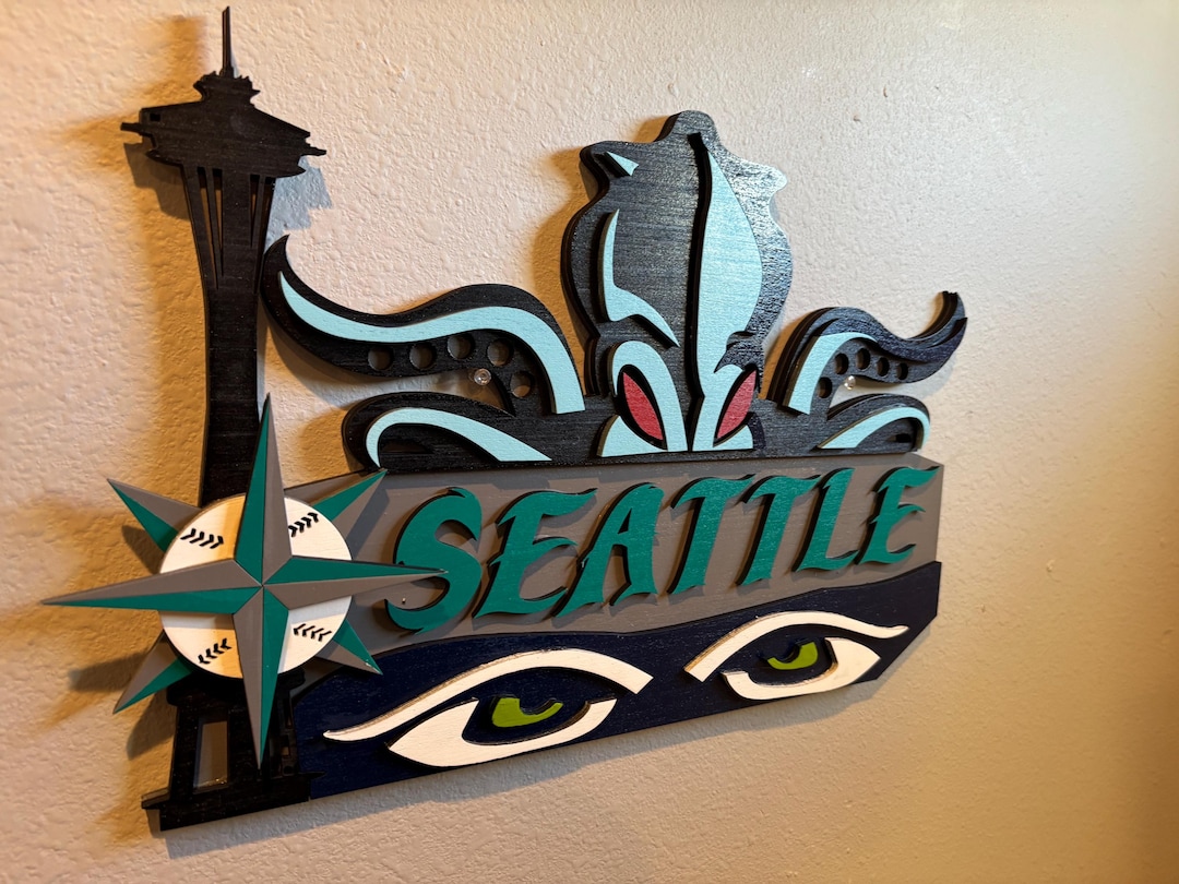 Laser Cut Seattle Sports Teams. Kraken, Mariners, and Seahawks With ...