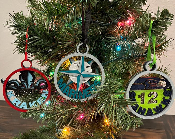 Seattle Mariners, Kraken, and Seahawks Ornaments Laser Cut. All 3 - Etsy
