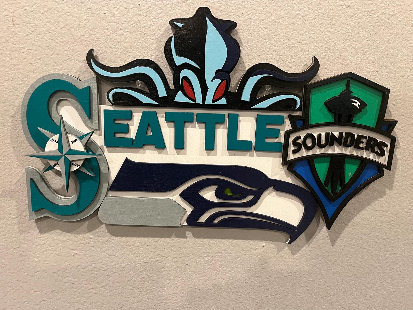 Laser Cut Seattle Sports Teams. Kraken, Mariners, Sounders, and ...