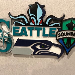 Laser Cut Seattle Sports Teams. Kraken, Mariners, Sounders, and ...