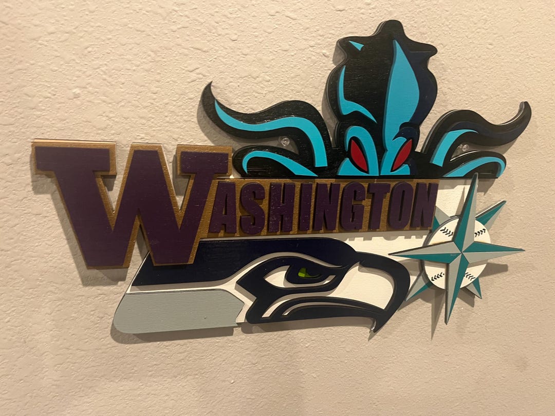 Laser Cut Seattle Sports Teams. Kraken, Mariners, and Seahawks and ...