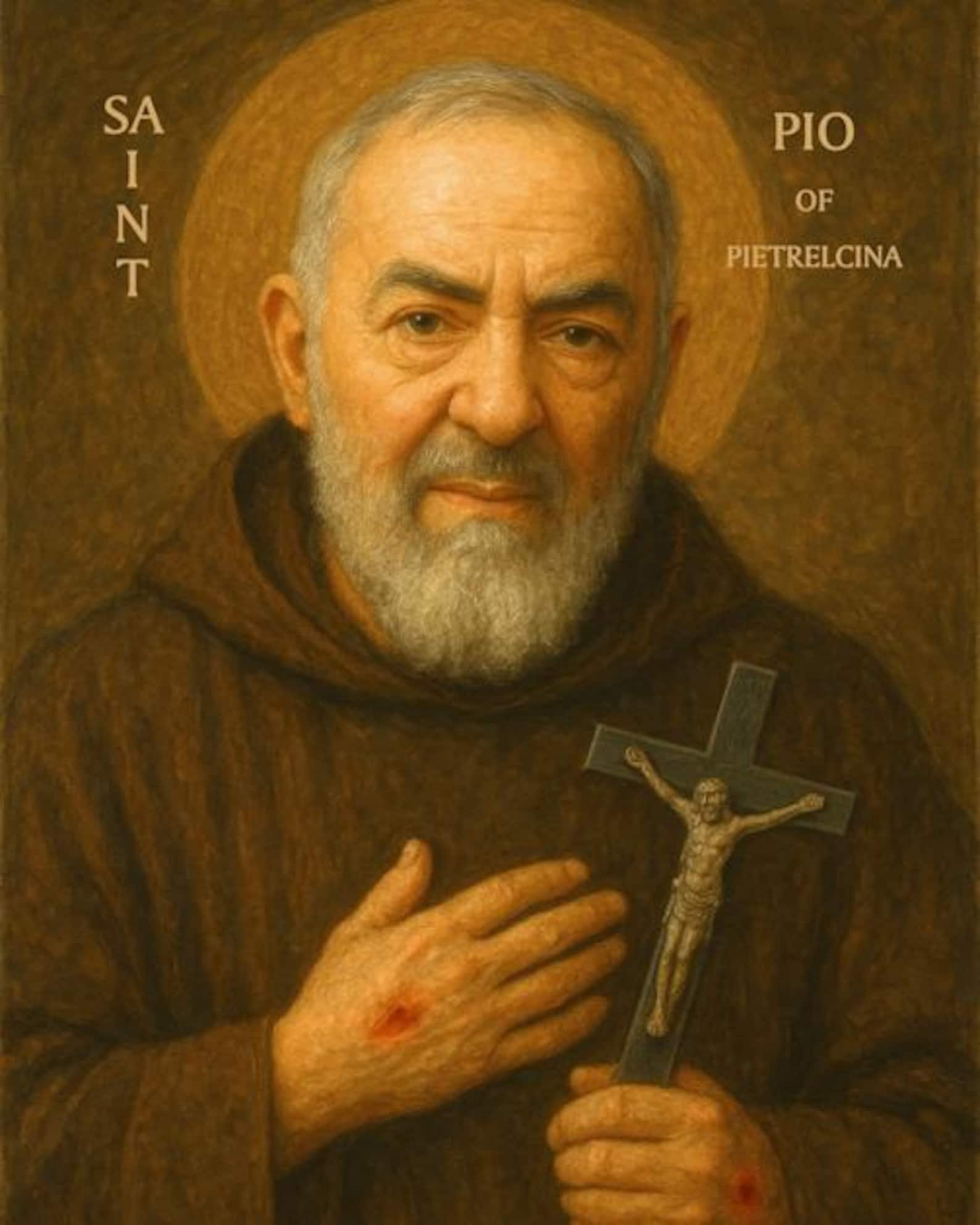 St. Padre Pio Icon Style Catholic Art PRINTABLE DOWNLOAD - Etsy