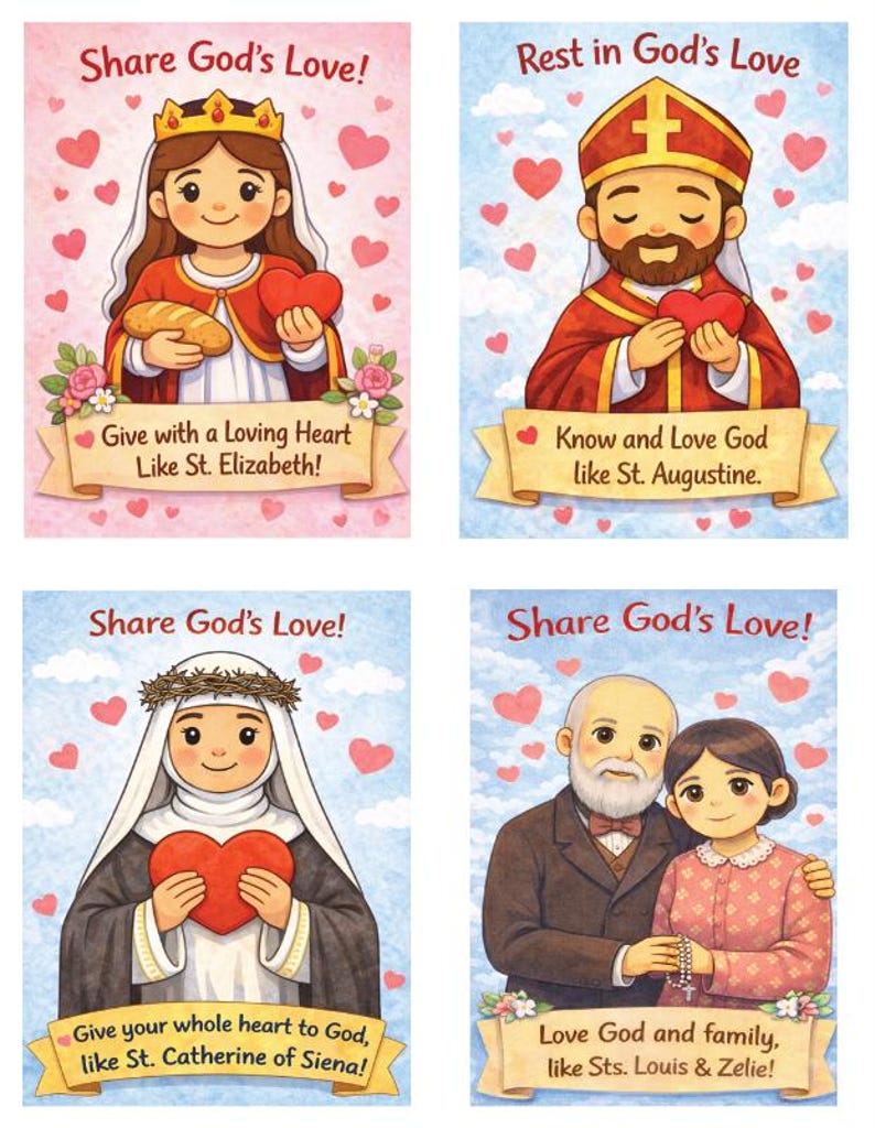 Catholic Saint Valentine Cards PRINTABLE DOWNLOAD - Etsy
