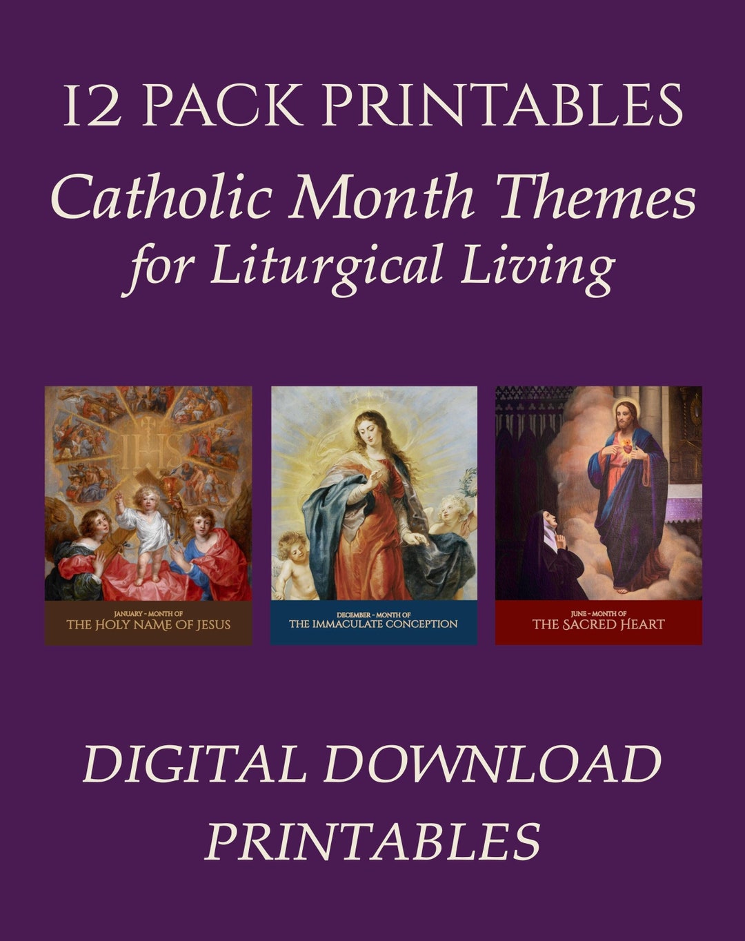 Catholic Month Themes DIGITAL DOWNLOAD | 12 Pack 8x10 | Liturgical ...