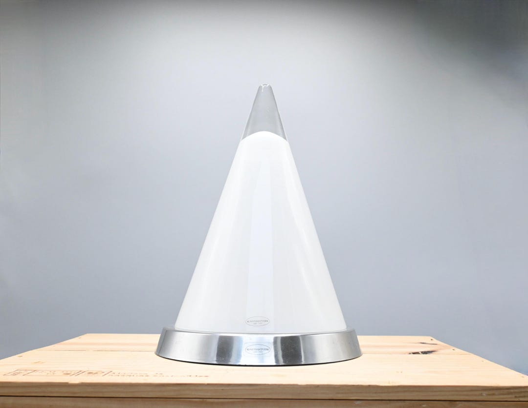 Vintage Cone / Teepee Glass Table Lamp by Konsthantverk AB Tyringe ...