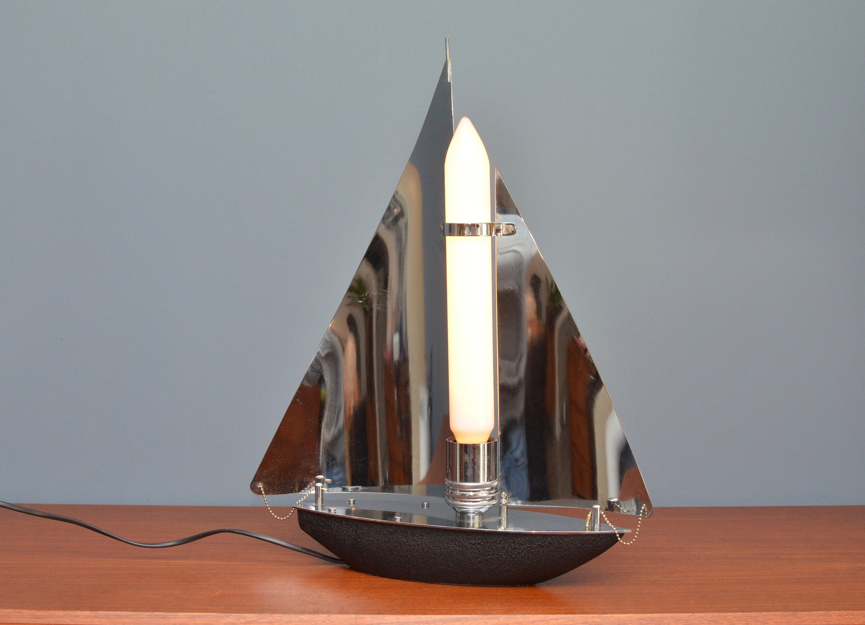 Very Rare Art Deco Style Chromed Sailing Boat Table Lamp - Etsy