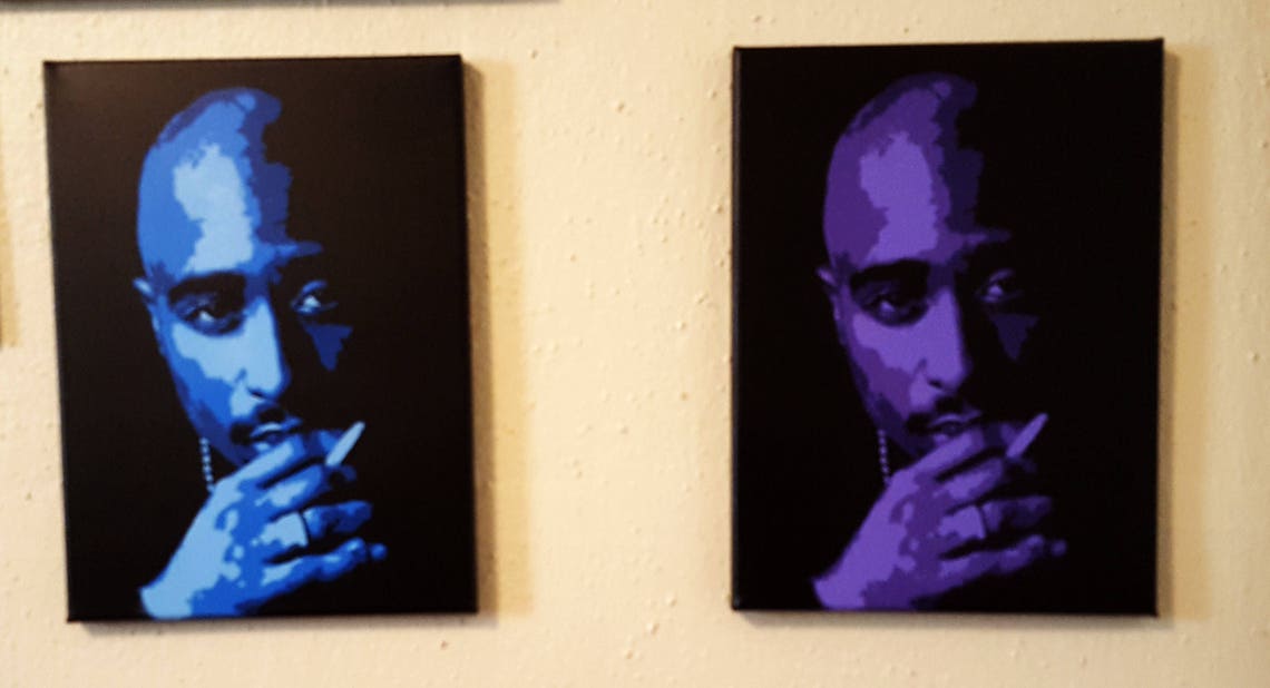Tupac Shakur Purple Painting on 9 X 12 Canvas With | Etsy