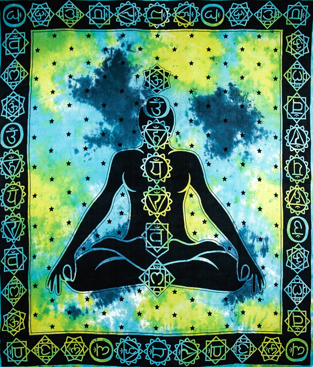 Tapestry Seven Chakra Cotton Indian Wall Hanging Patch Printed Bohemian ...