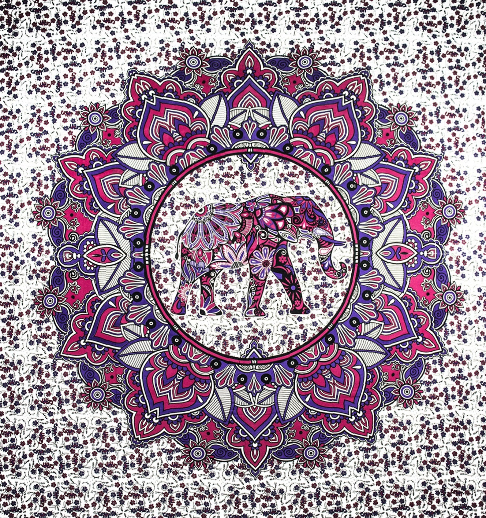 Elephant Print Wall Hanging Cotton Bohemian Wall Tapestries, Yoga Wall ...