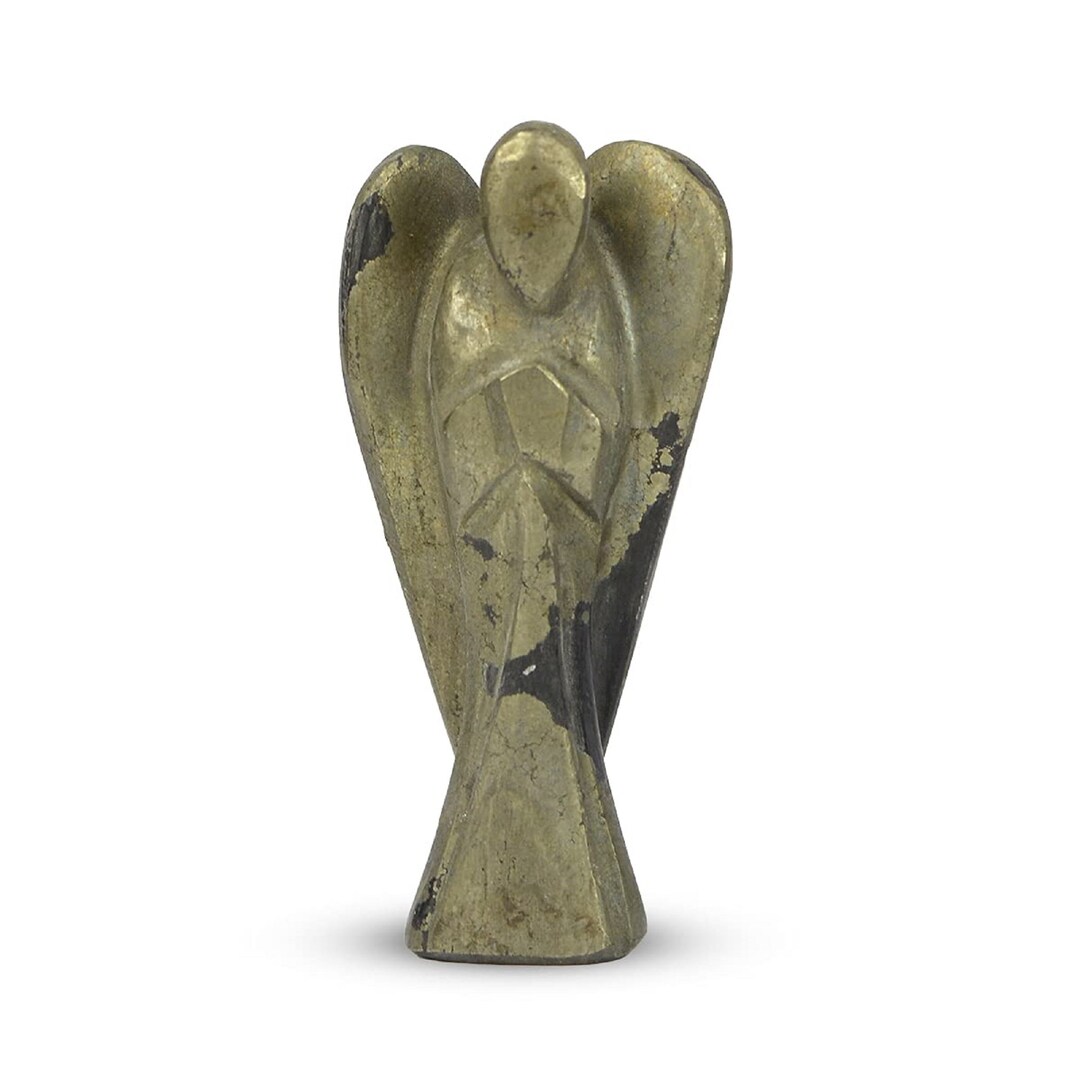 Reiki Healing Crystal Pyrite Angel Guardian Statue Figurine Plus Value ...
