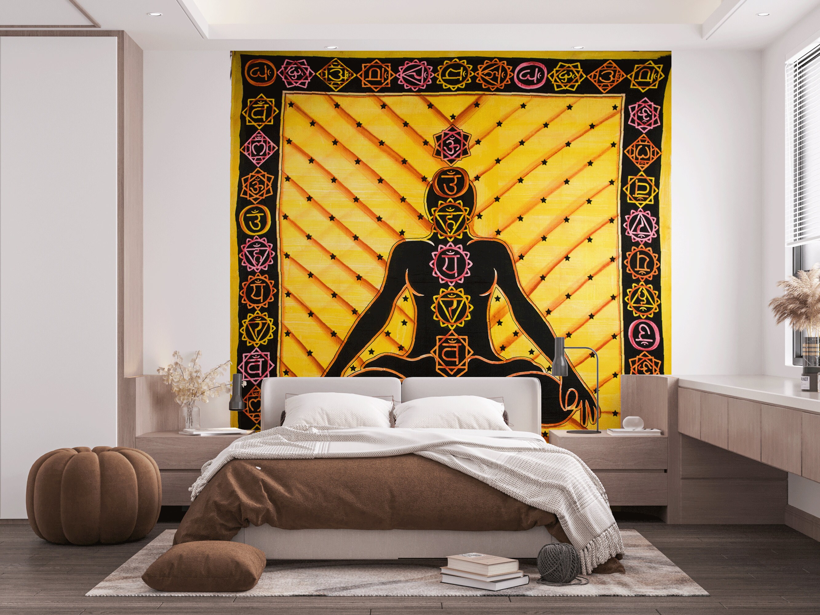 Tapestry Seven Chakra Cotton Indian Wall Hanging Patch Printed Bohemian ...