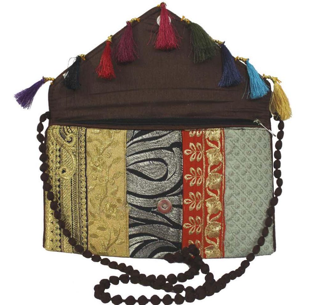 Handmade Ethnic Indian Antique Designer Embroidered Multi-color Sequins ...