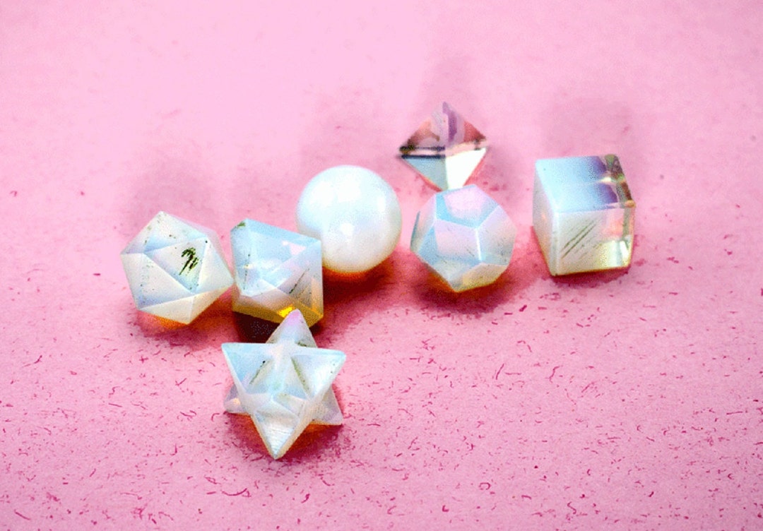 Reiki Natural Opalite Platonic Geometry Shape Stone set of 7 100% ...