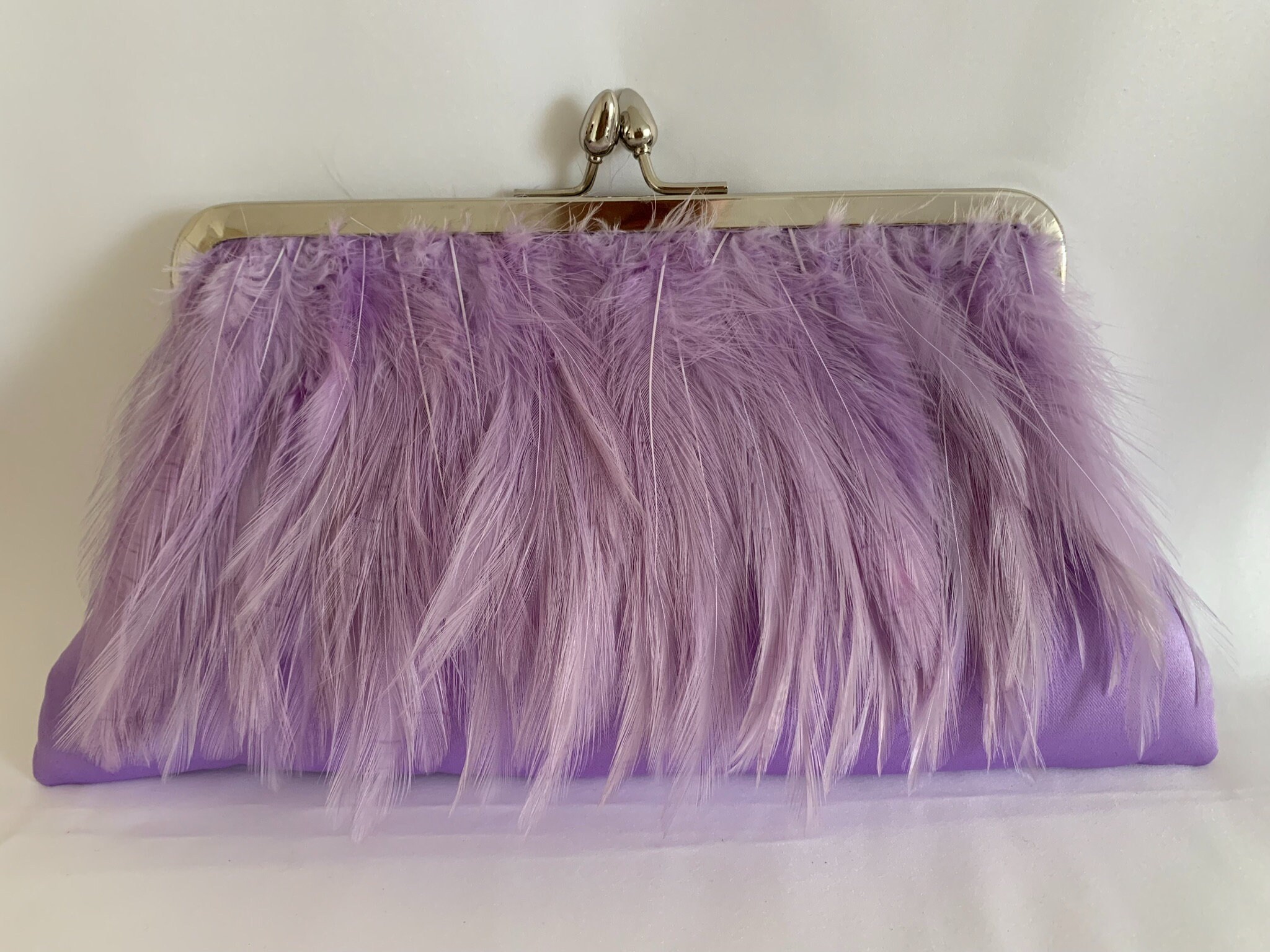 Lilac Feather Clutch Purse, Evening Bag, Mother of the Bride Clutch Bag ...