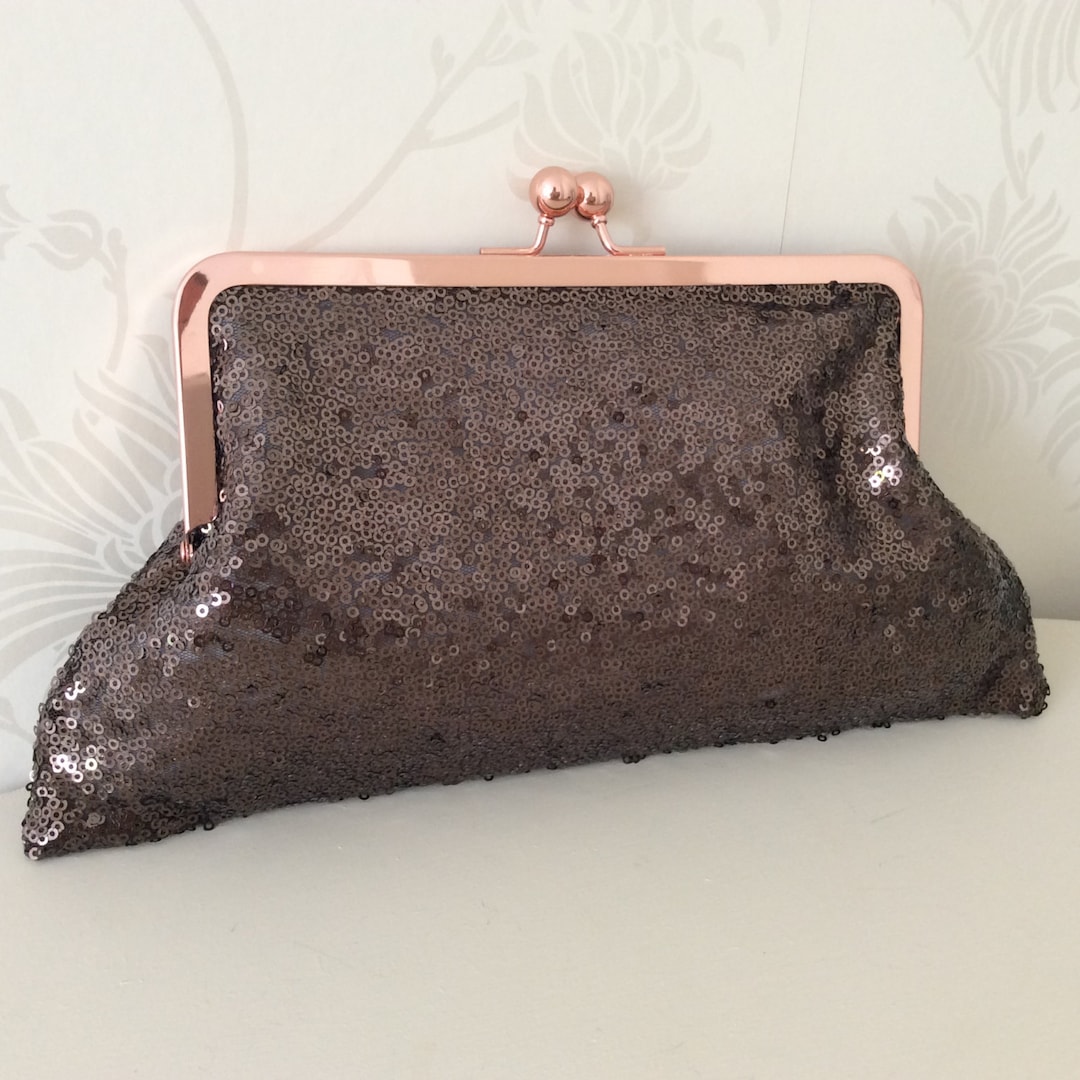 Sequin Evening Bag, Chocolate Sequin Purse, Clutch Bag, Ladies Gifts ...