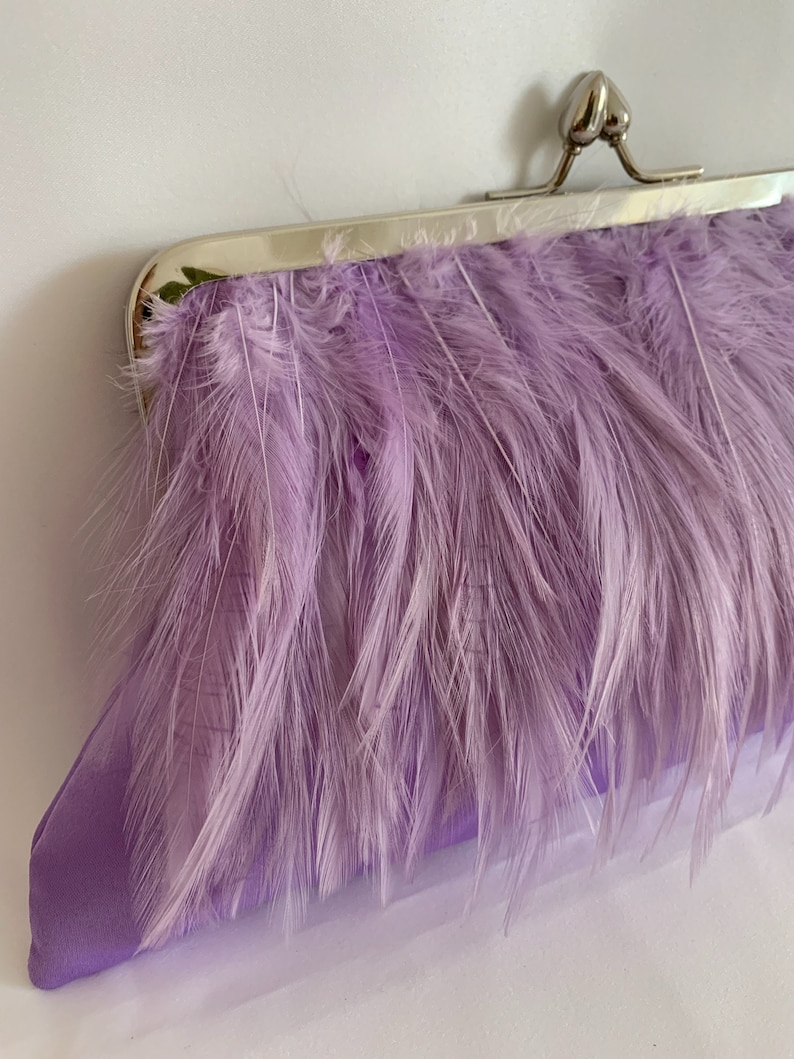 Lilac Feather Clutch Purse, Evening Bag, Mother of the Bride Clutch Bag ...