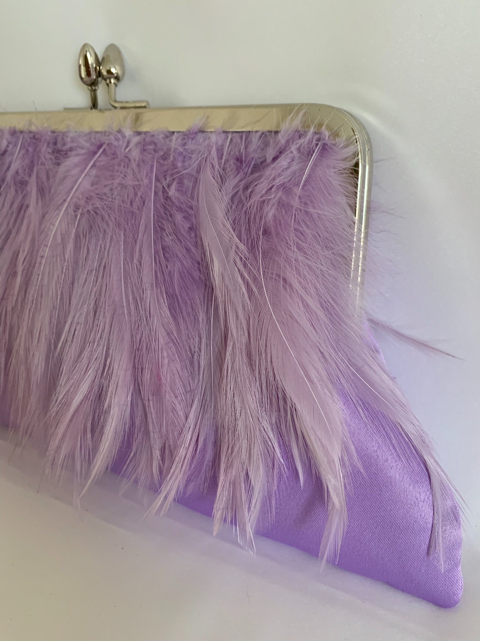 Lilac Feather Clutch Purse, Evening Bag, Mother of the Bride Clutch Bag ...