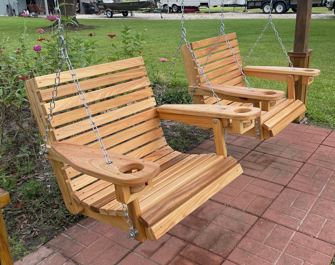 Single Porch Swing Chair (pair) - Handmade 2ft Cypress Porch Swing With ...