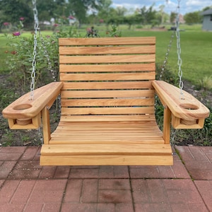 Single Porch Swing Chair (pair) - Handmade 2ft Cypress Porch Swing With ...