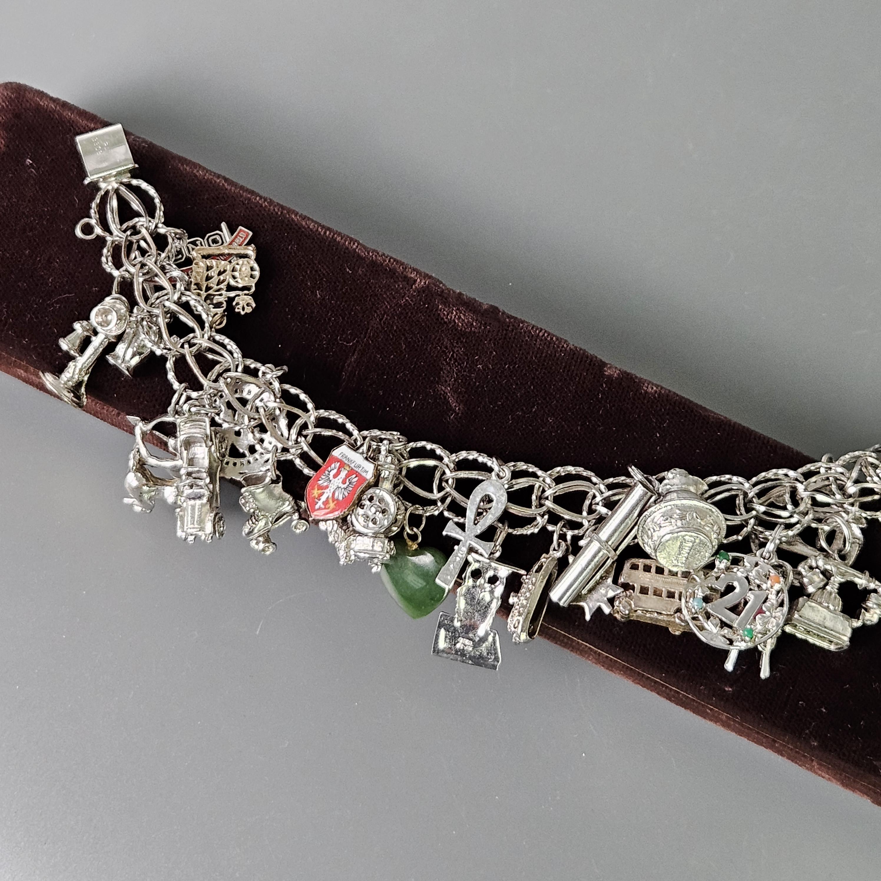 80s Unique Sterling Silver Charm Bracelet With 23 Charms - Etsy