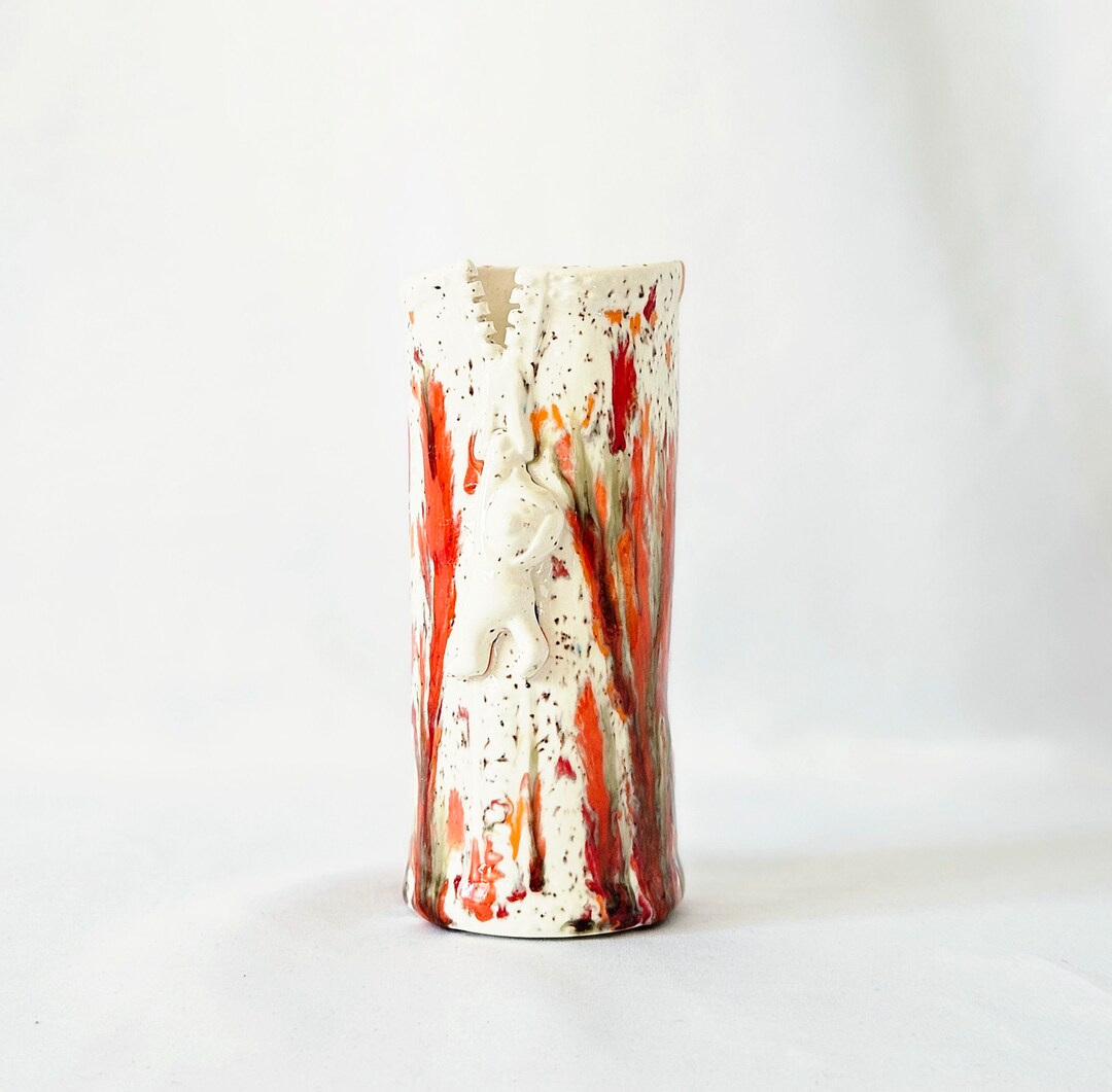 Vintage Orange Splatter Ware Ceramic Vase, Mid Century Modern - Etsy