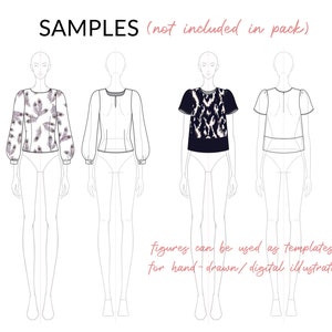 Female Fashion Croquis Straight Pose Figure Template for Fashion ...