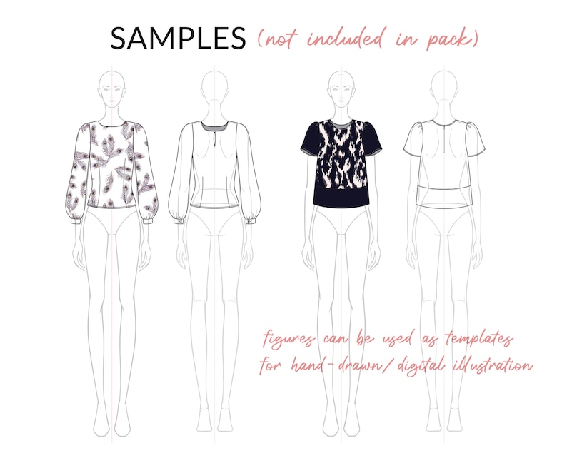 Female Fashion Croquis Straight Pose Figure Template for Fashion ...