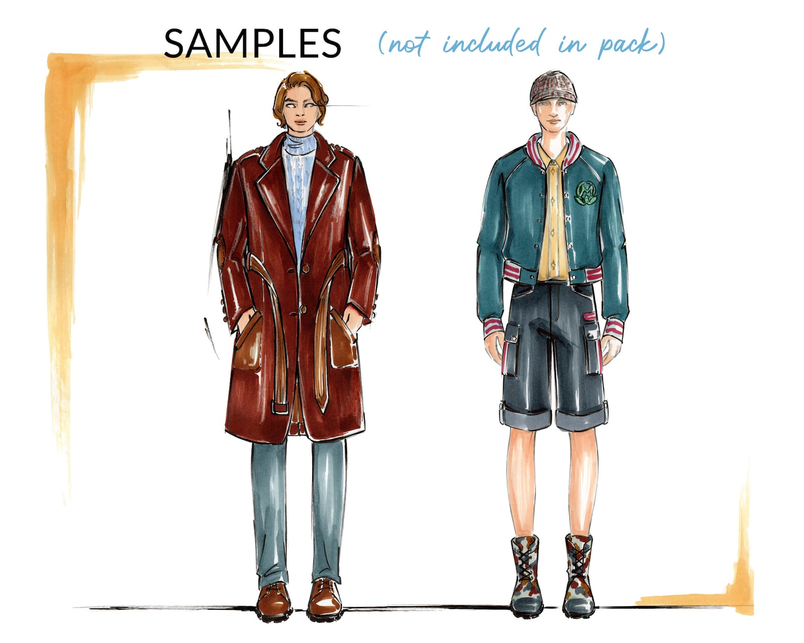 Male Straight Pose Fashion Croquis, Male Fashion Figure Template, Mens ...