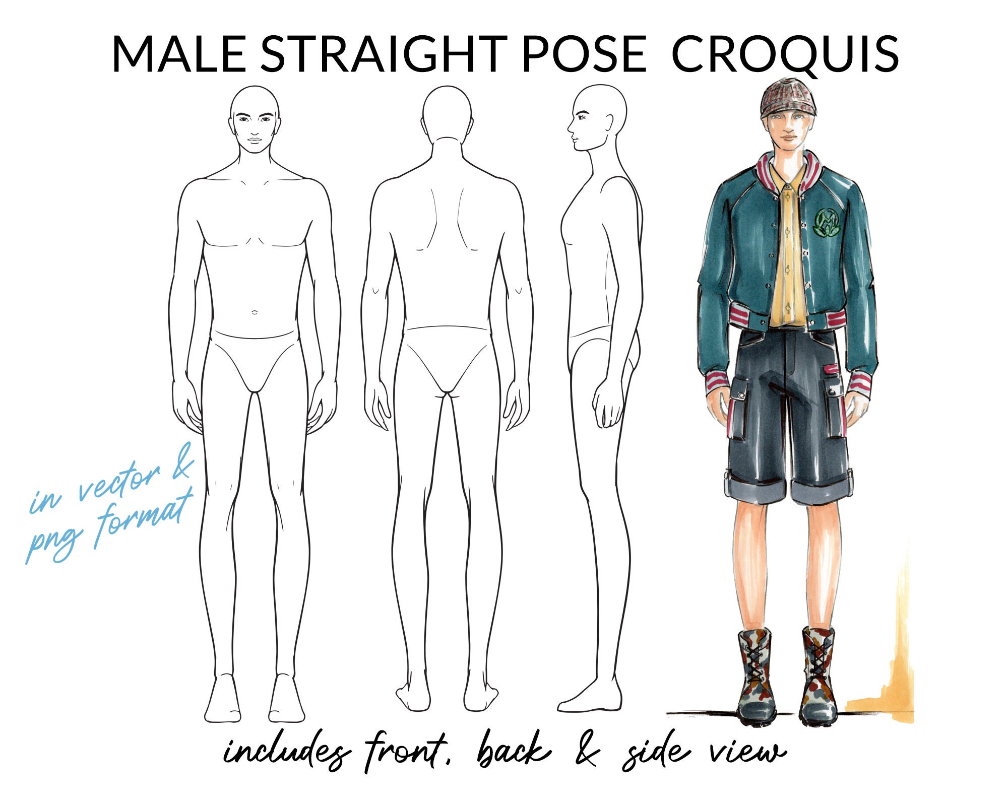 Fashion Figure Croquis Bundle Mens Womens Kids Template Frontal Basic ...