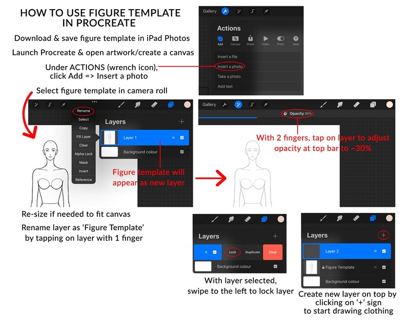 Womens Digital Fashion Procreate Drawing Croquis Vector Figures Female ...