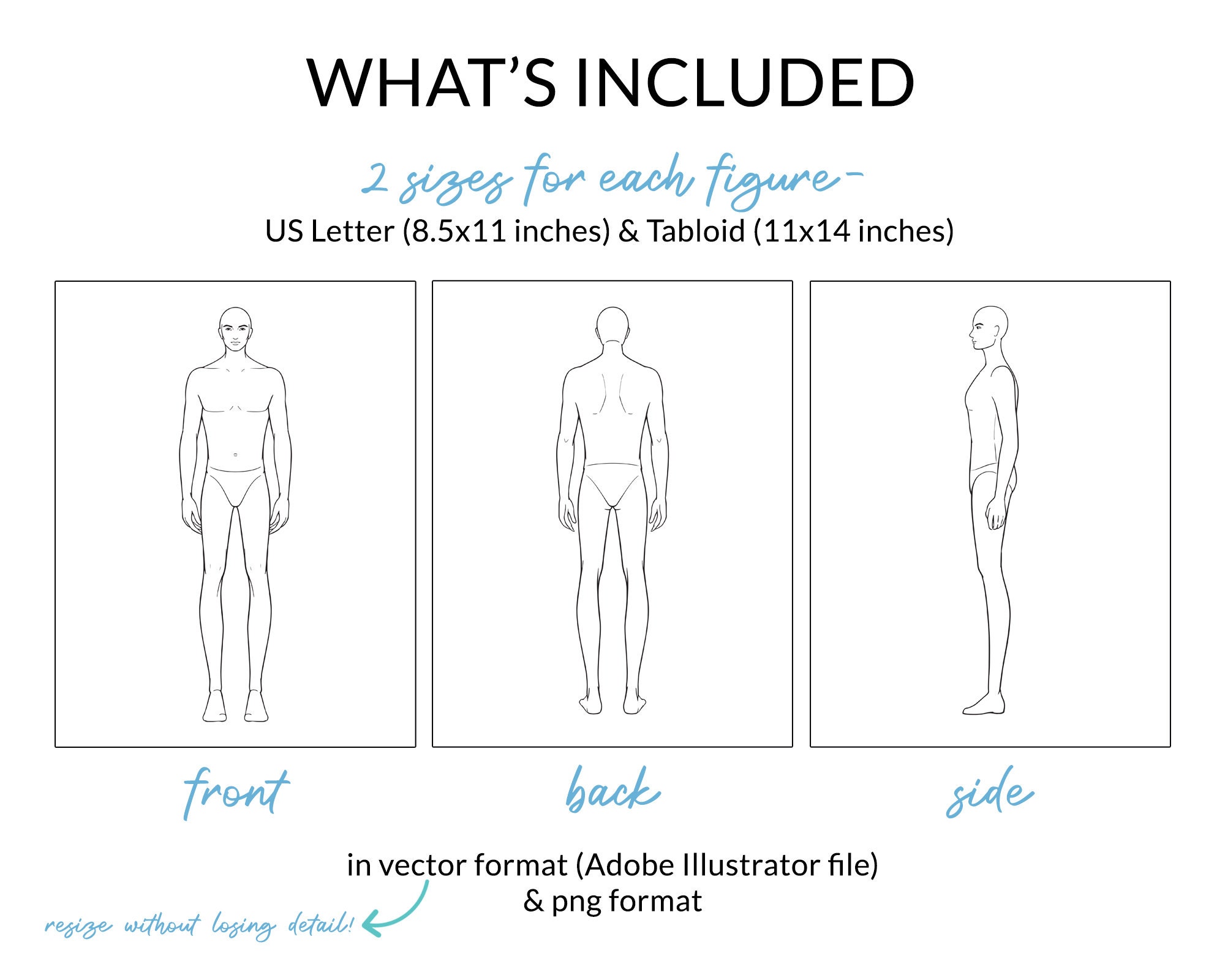 Male Straight Pose Fashion Croquis, Male Fashion Figure Template, Mens ...