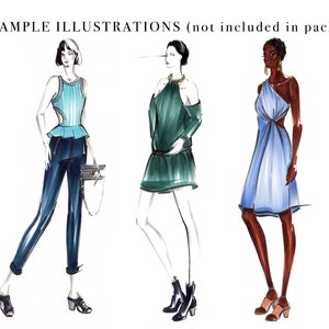 Side/three-quarter/back Pose Fashion Croquis Pack, Female Figure ...