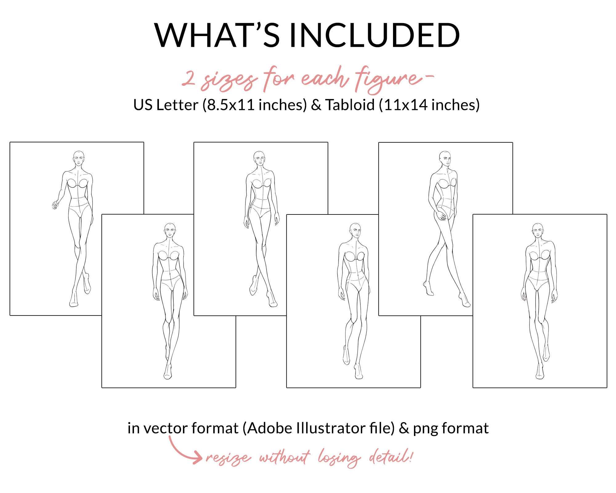 Womens Runway Fashion Poses Walking Figures Croquis Pack Female Body ...