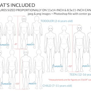 Kids Fashion Croquis Child Figure Template Children Body Pose for ...