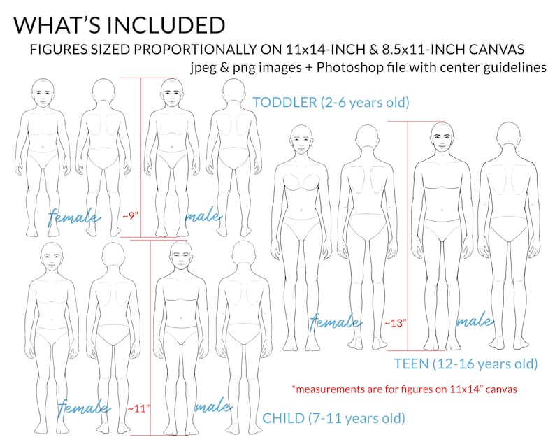 Kids Straight Pose Fashion Croquis, Child Fashion Figure Template ...