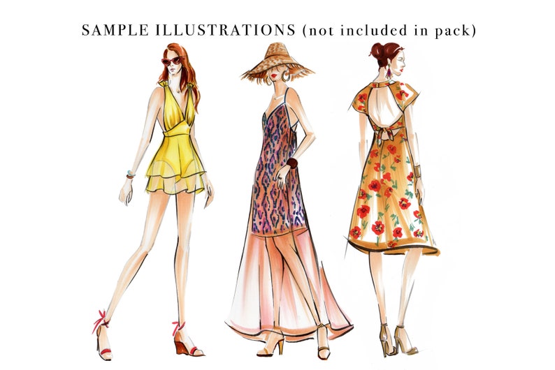 Side/three-quarter/back Pose Fashion Croquis Pack, Female Figure ...