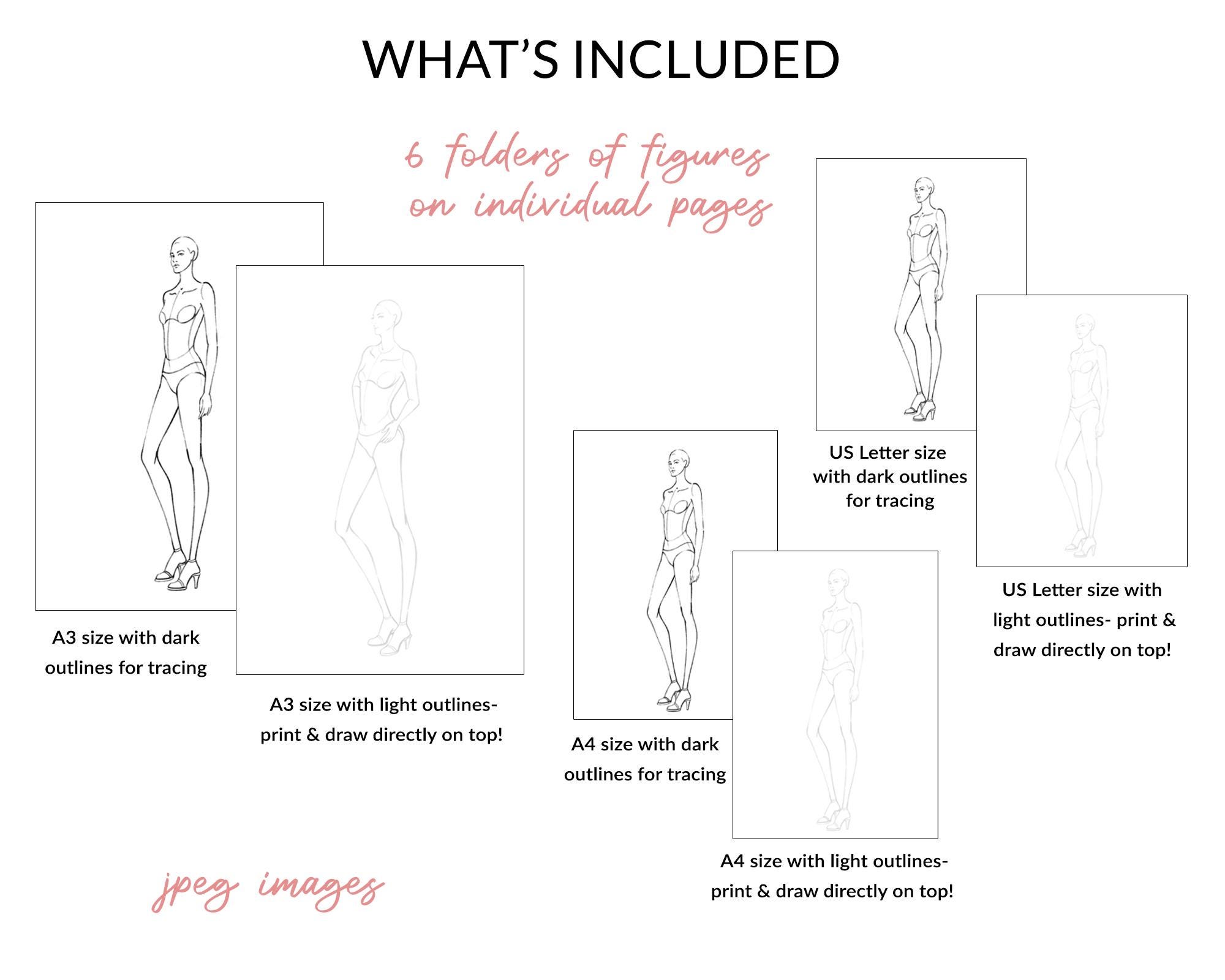 Side Back Pose Three-quarter Pose Female Fashion Croquis Figure ...