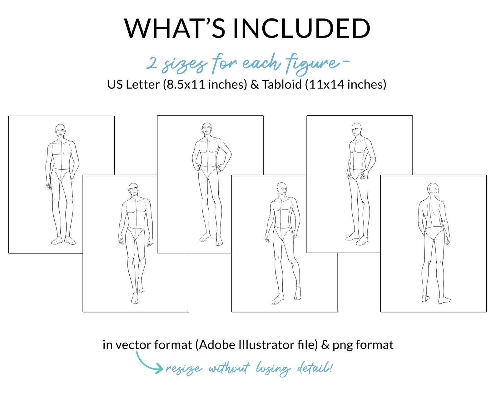 Male Fashion Croquis Pack, Male Fashion Figure Template, Mens Body Pose ...