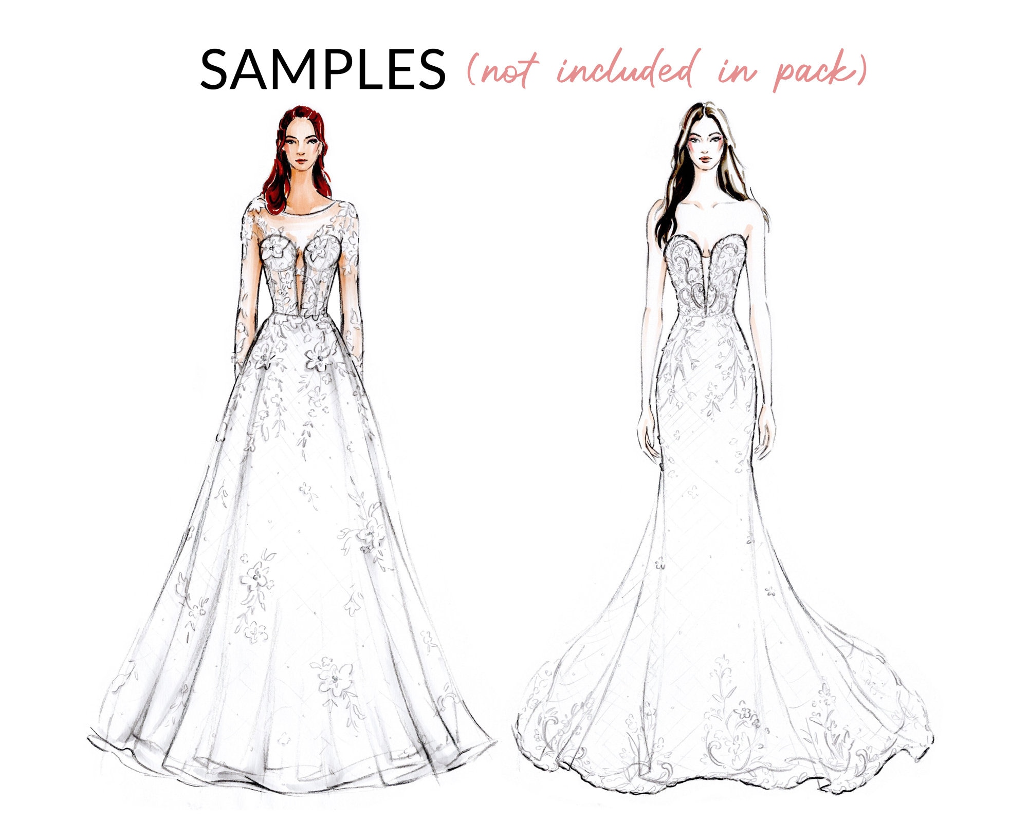Female Fashion Croquis Straight Pose Figure Template for Fashion ...