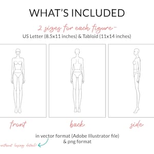 Female Fashion Croquis Straight Pose Figure Template for Fashion ...