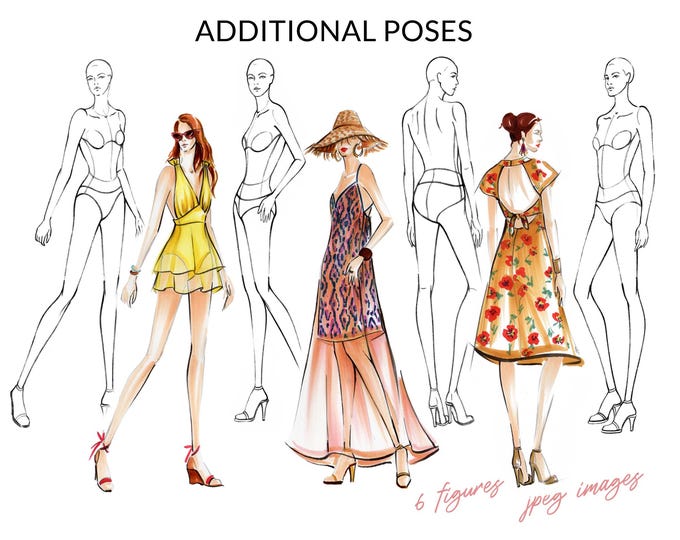 Runway Poses Croquis Pack, Female Fashion Figure Template, Pose for ...