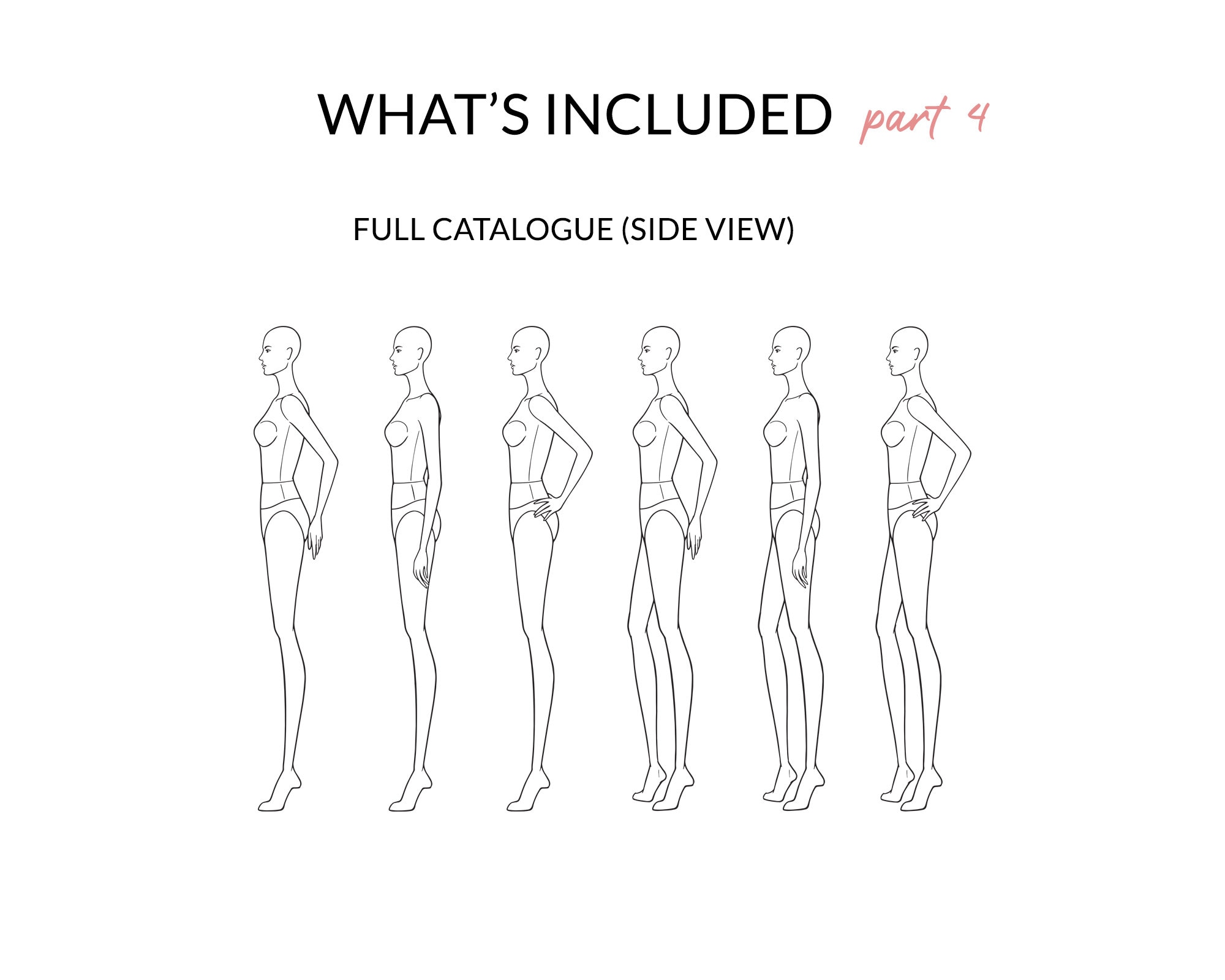 Female and Male Bundle Straight Poses for Fashion Illustration Design ...