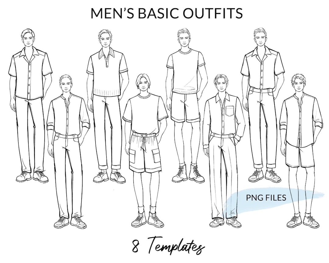 Men's Basic Outfits, Menswear Croquis, Mens Fashion Figure Template ...