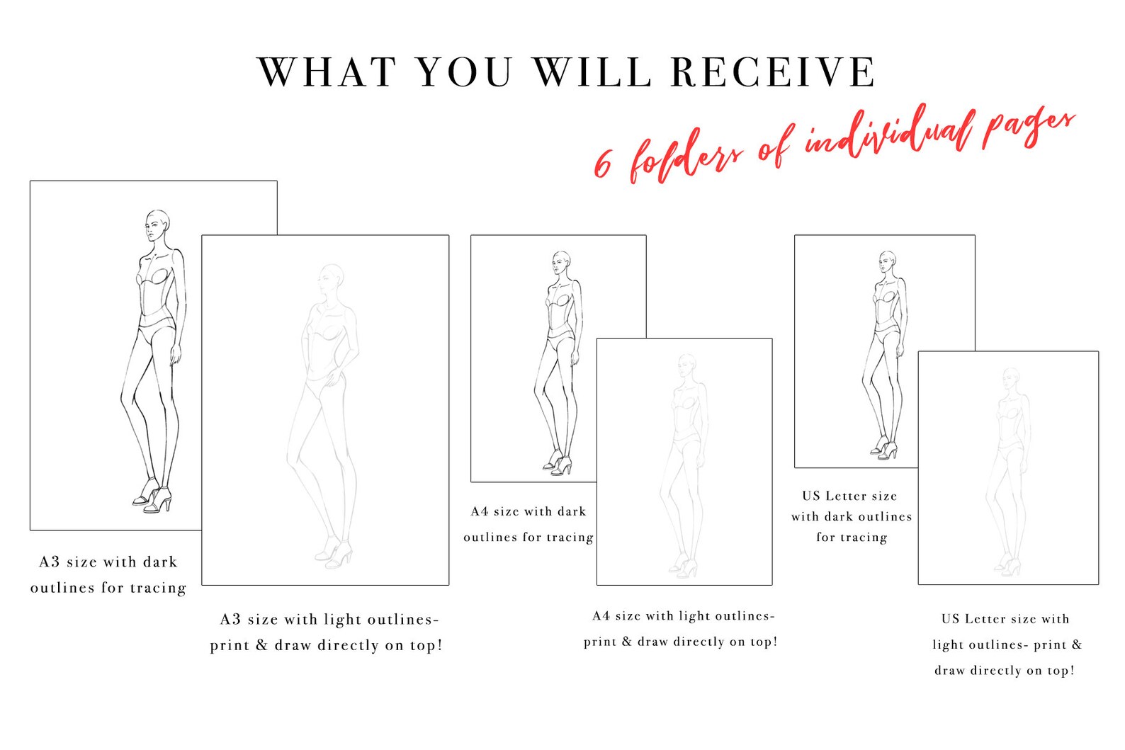 Side/three-quarter/back Pose Fashion Croquis Pack, Female Figure ...