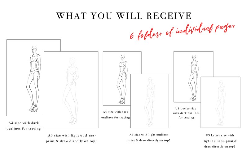 Side/three-quarter/back Pose Fashion Croquis Pack, Female Figure ...